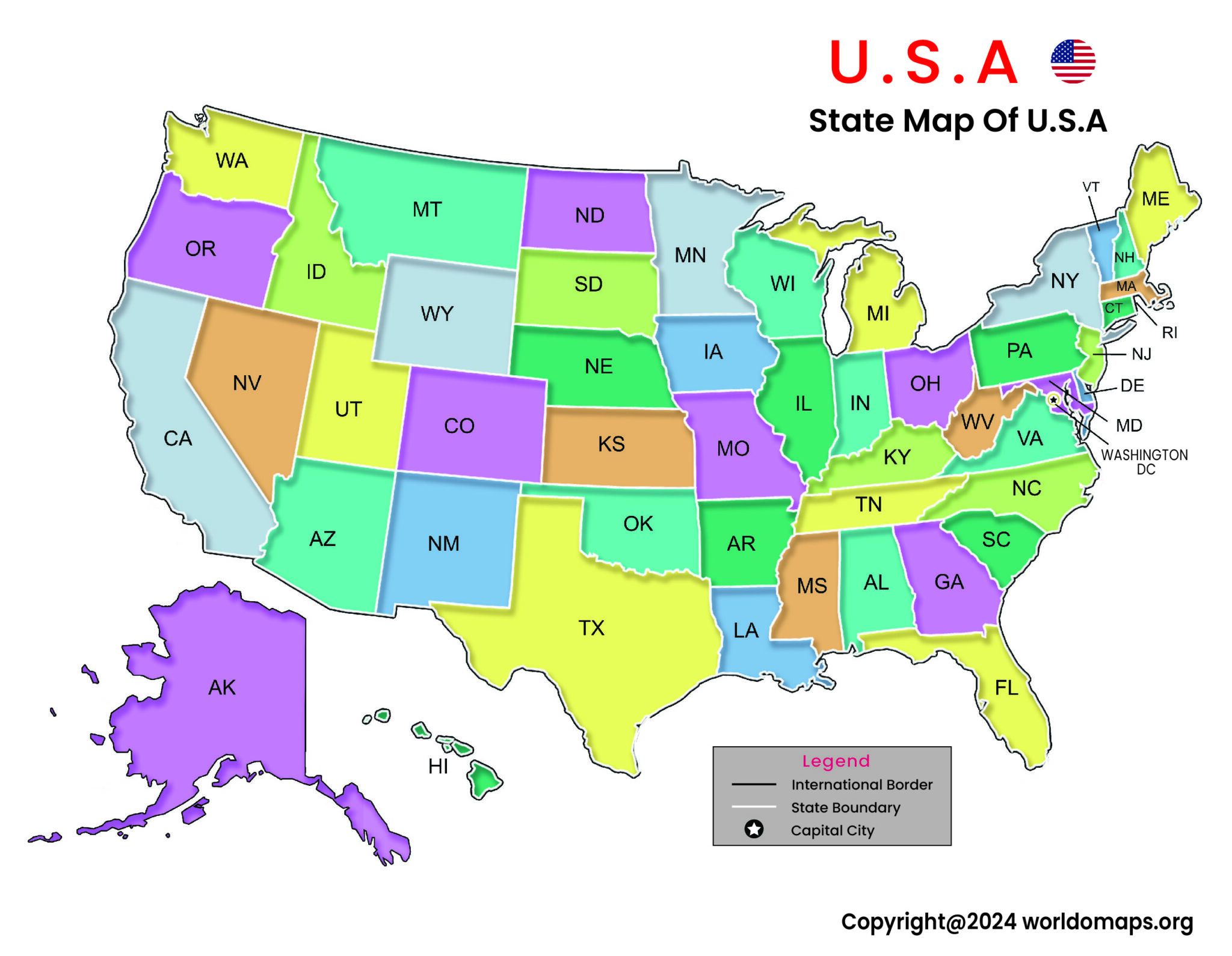 State Map of United State of America – WorldoMaps